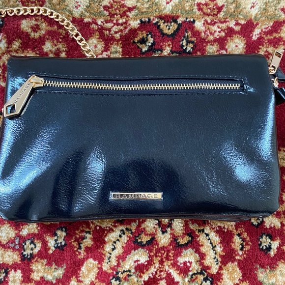 Rampage | Bags | Rampage Shiny Black Patent Gold Chain Crossbody Purse ...